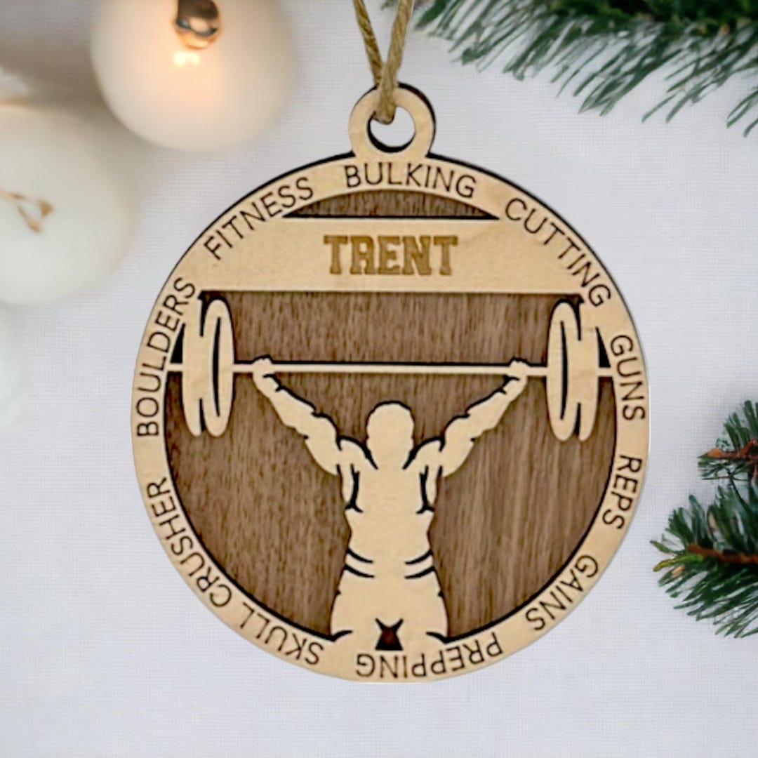 Personalized Male Weightlifting Christmas Ornament, Personal Trainer ...