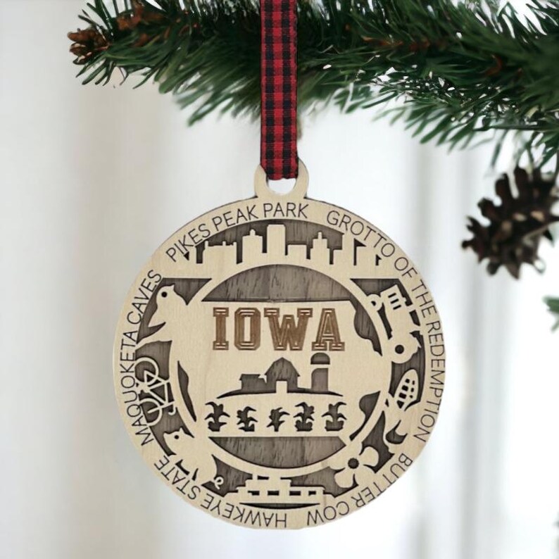 Iowa State Ornament, Iowa Christmas Tree Ornament, Des Moines Iowa ...