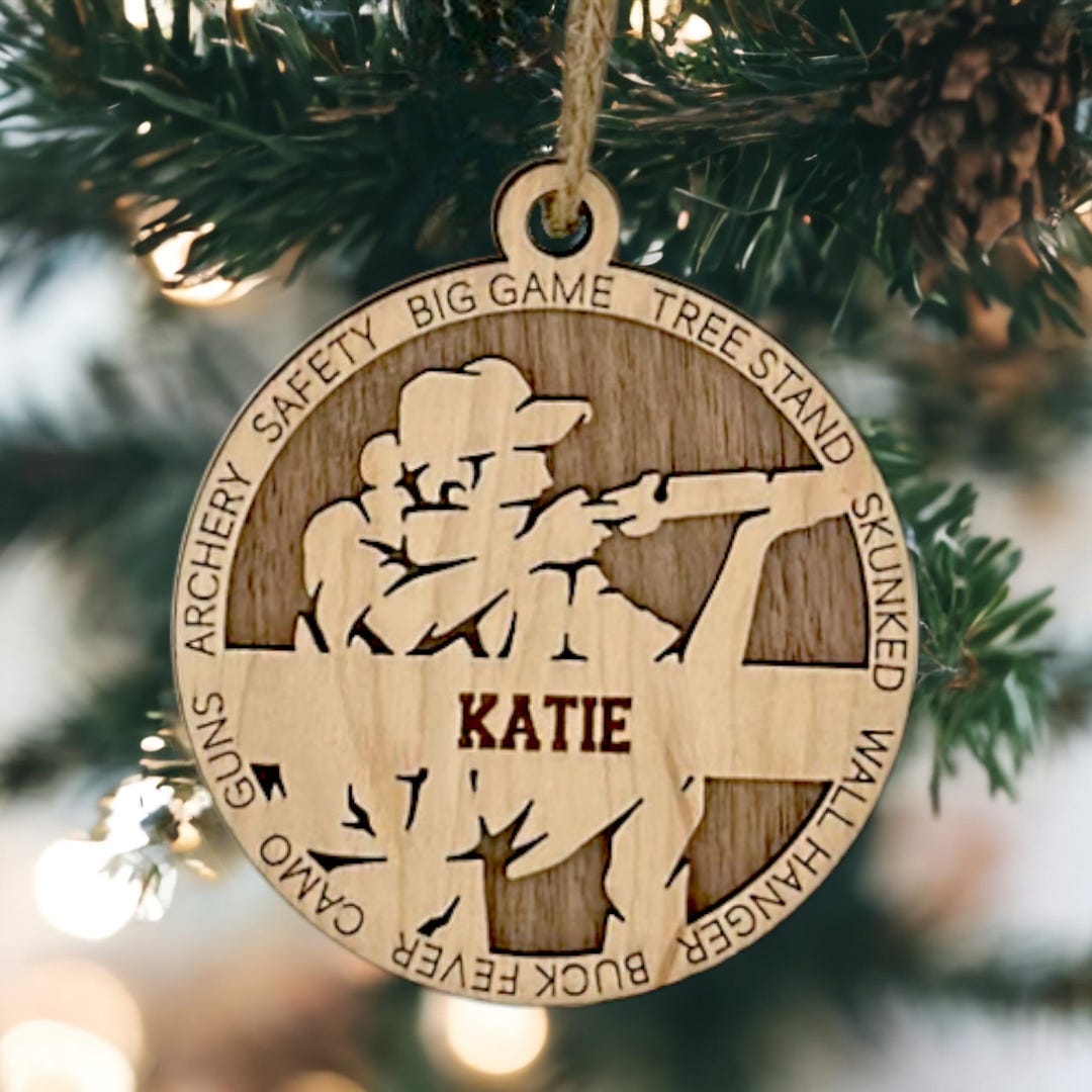 Personalized Girl Hunter Christmas Ornament, Custom Christmas Hunter ...