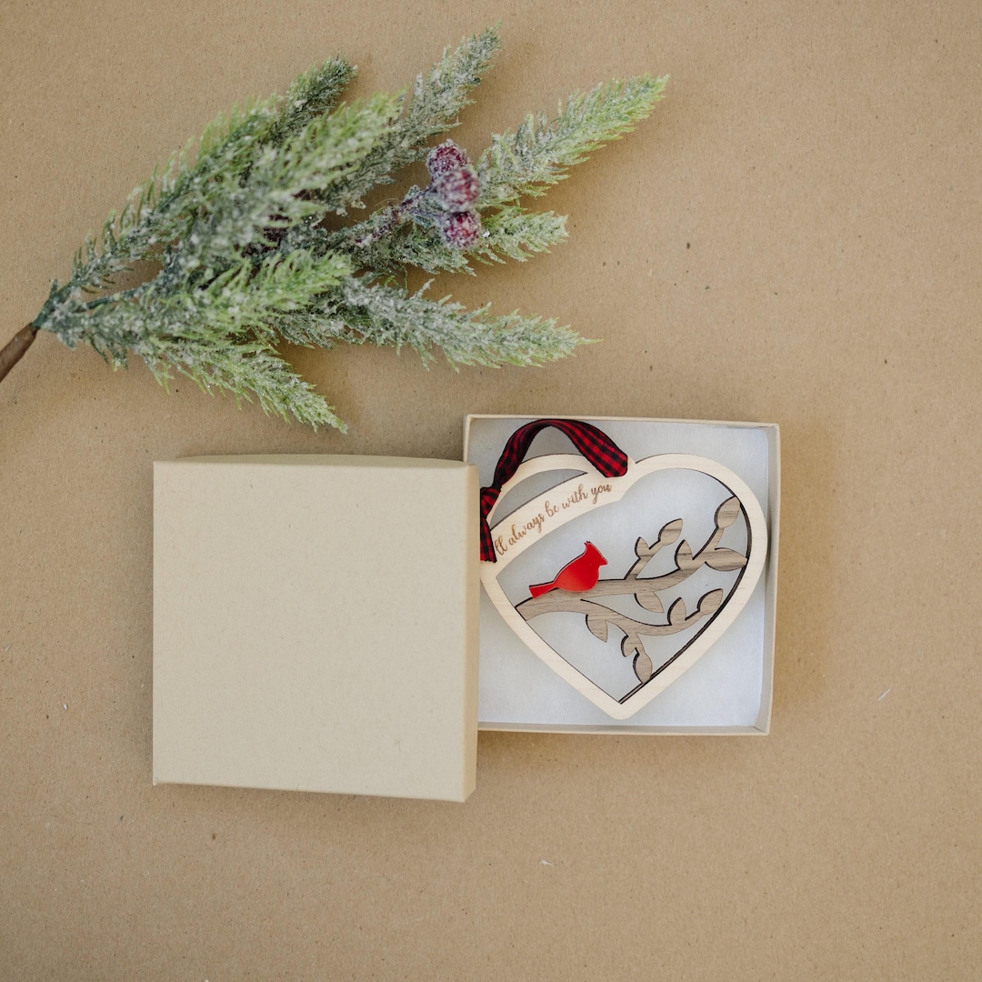 Cardinal Heart Christmas Ornament, Memorial Tree Ornament, Personalized ...