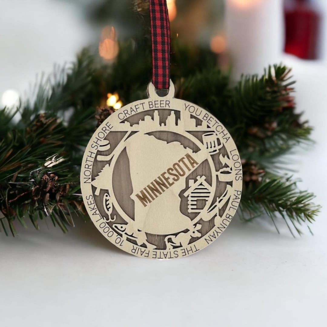 Minnesota State Christmas Ornament, Minneapolis Travel Ornament, State ...
