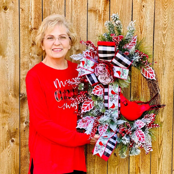 Cardinal Wreath - Etsy