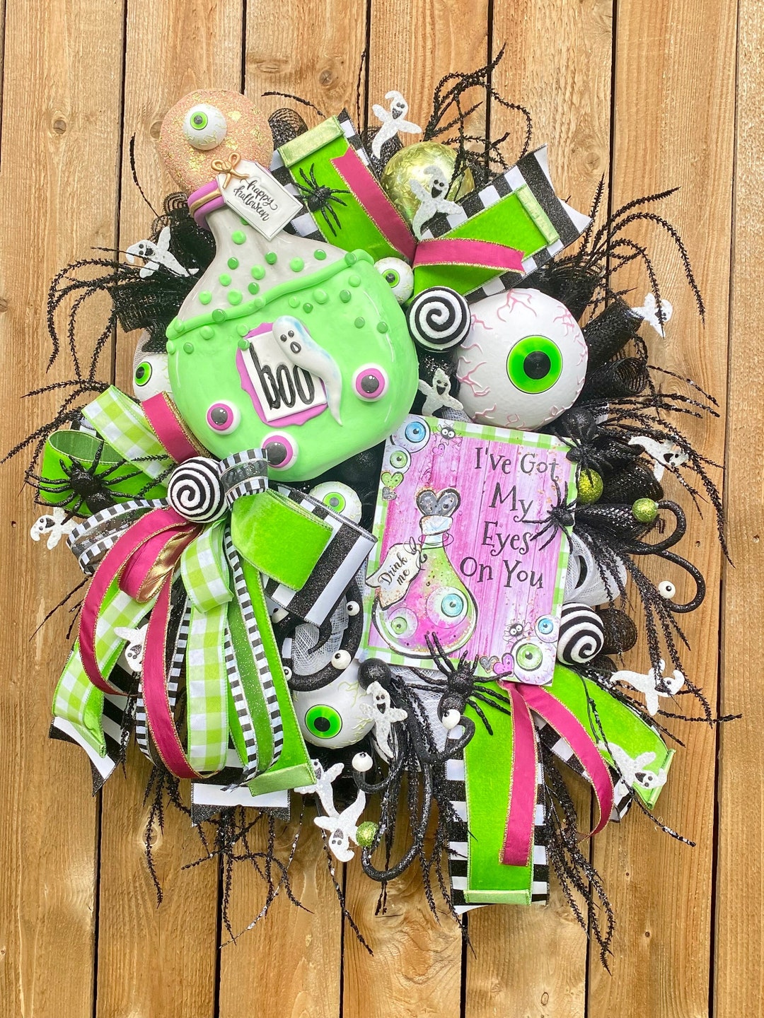 Halloween Eyeball Wreath: Spooky Potion Bottle Front Door Decor - Etsy