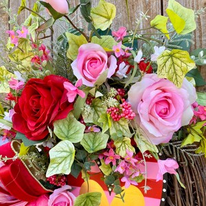 Valentines Front Door Leopard Heart Wreath, Red Heart Spring Wreath ...