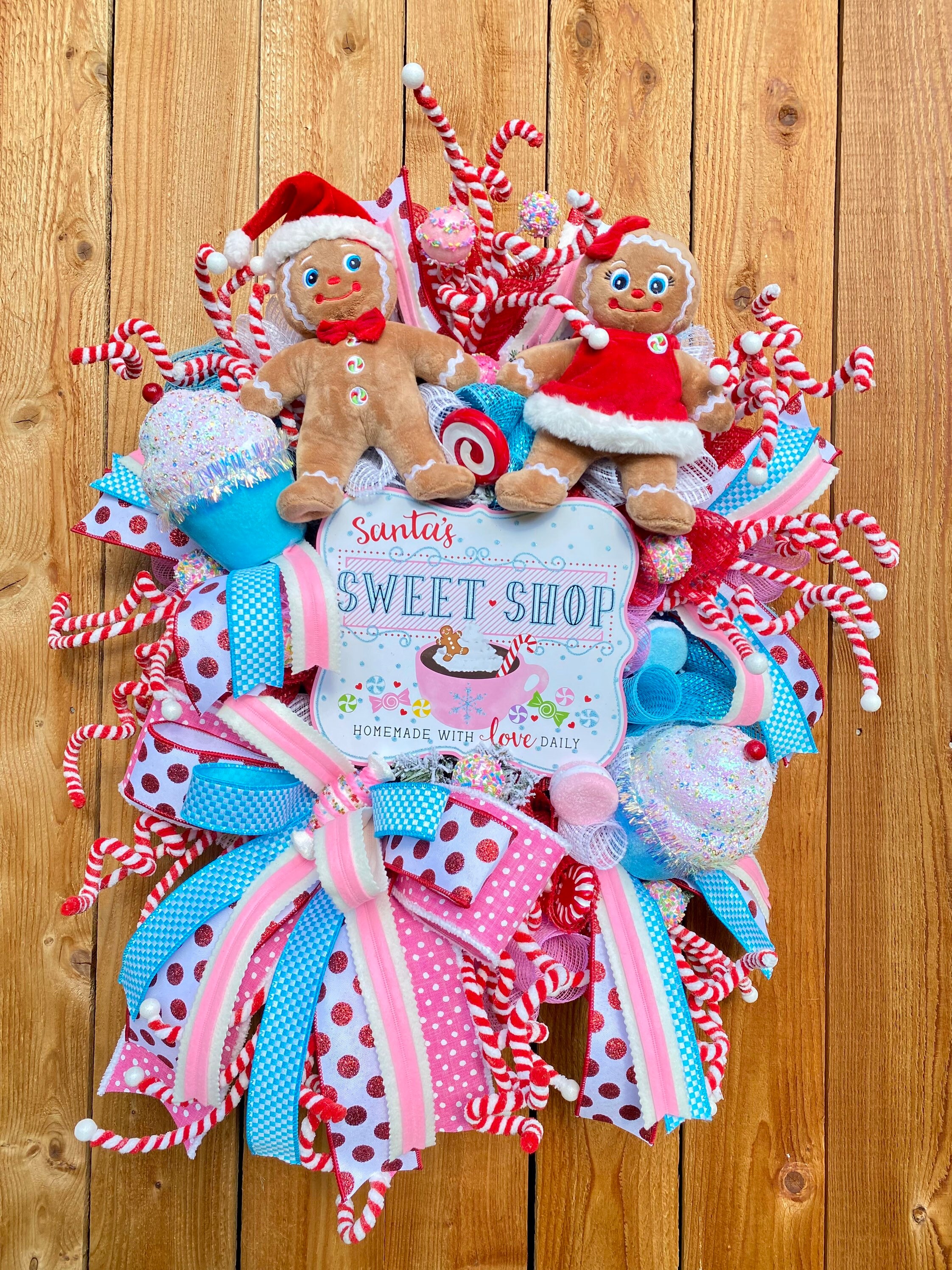 Gingerbread Christmas Wreath: Santa's Sweet Shop Holiday Decor - Etsy