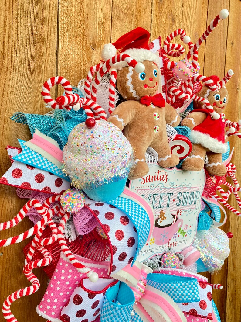 Gingerbread Christmas Wreath: Santa's Sweet Shop Holiday Decor - Etsy