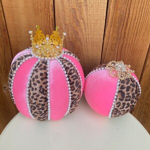 Fall Leopard Pumpkin Table Decor With Gold Crowns Fall Tiered - Etsy