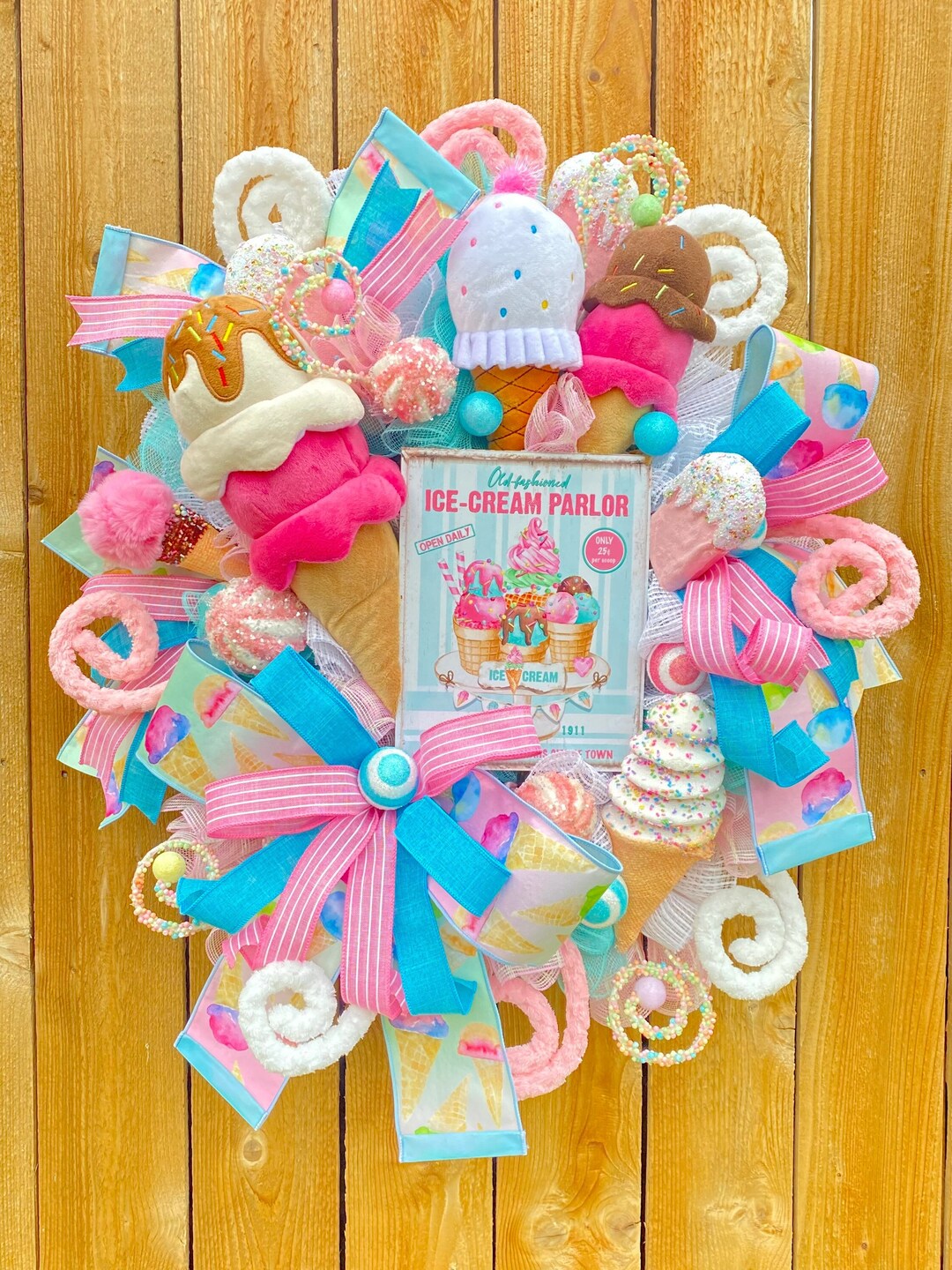 Ice Cream Cone Wreath: Birthday Party Decor, Baby Shower Decor - Etsy