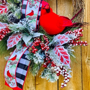 Christmas Red Cardinal Wreath for Front Door, Christmas Decor, Rustic ...