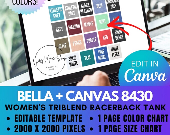 Bella and Canvas 8430 Size and Color Chart Editable Canva Template, BC ...