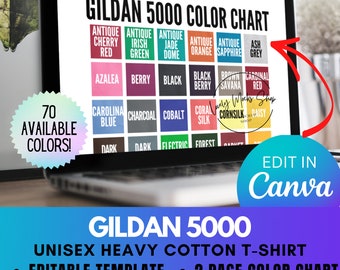 Gildan 5000 Color Chart - Etsy Canada