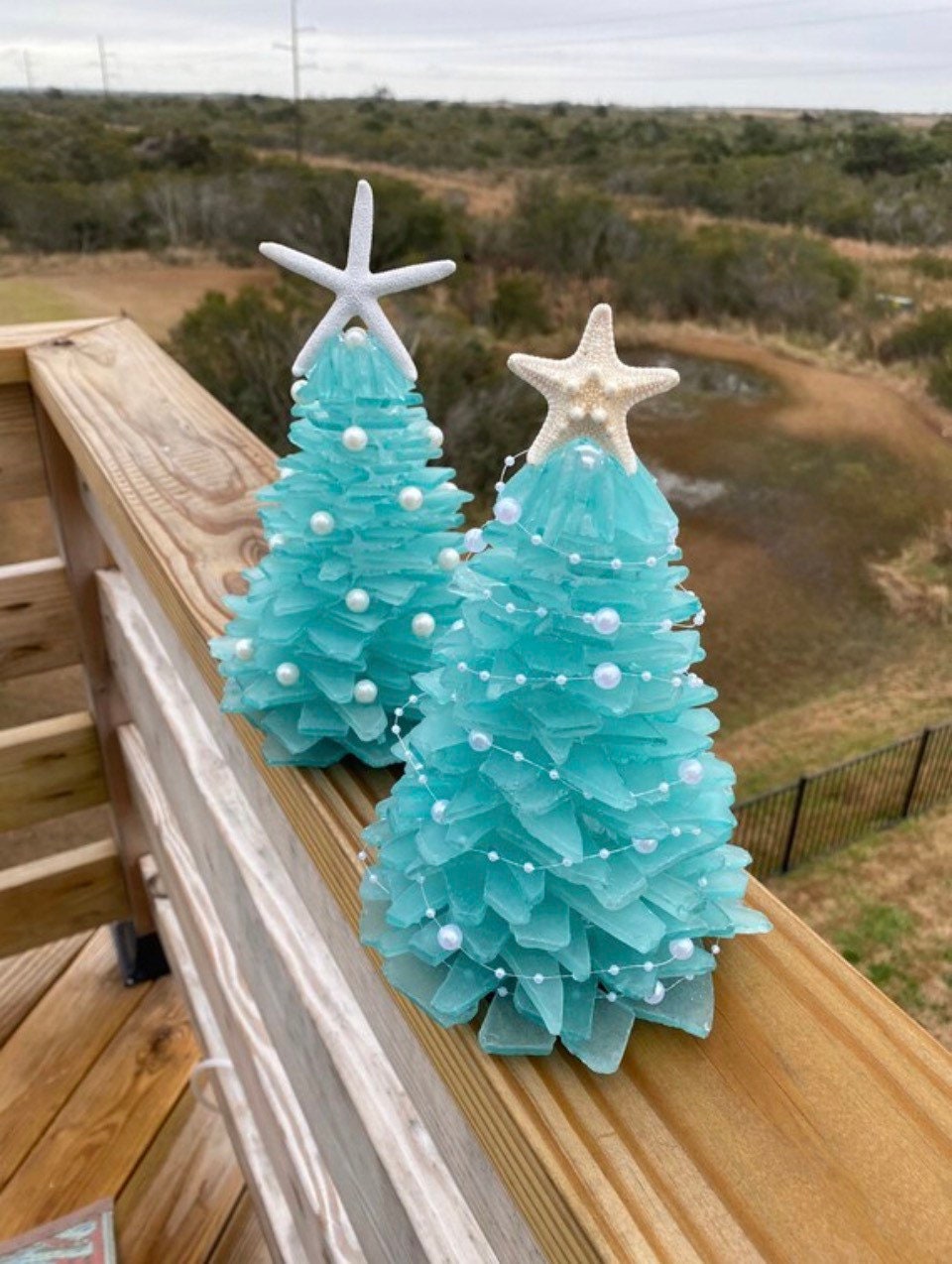 Med Turquoise Blue Sea Glass Tree | Etsy