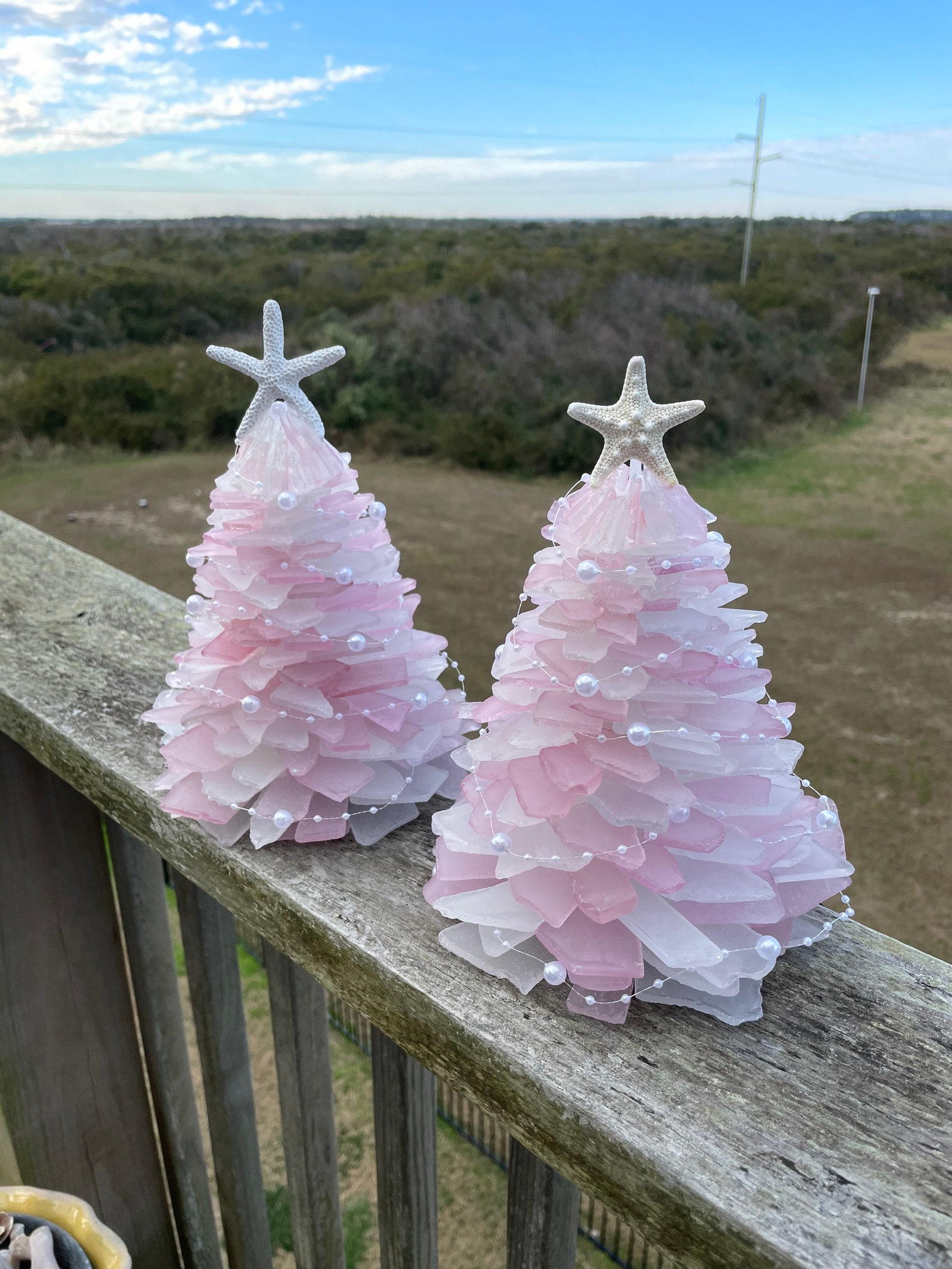 Pink and White Sea Glass Tree | Etsy