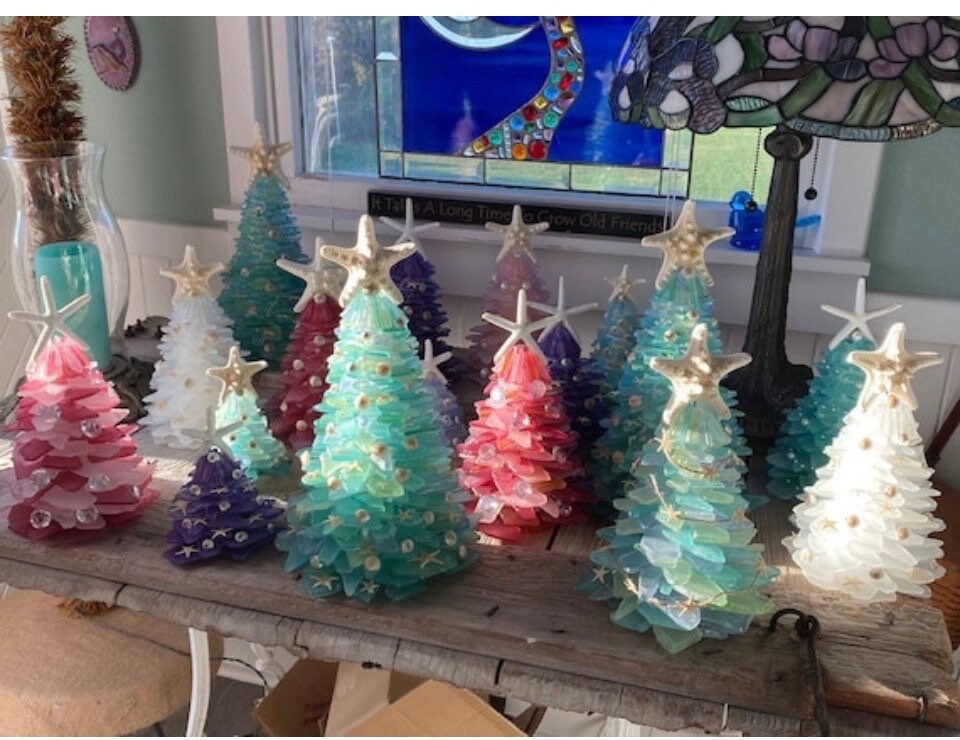 Med White Ice Glass Tree | Etsy