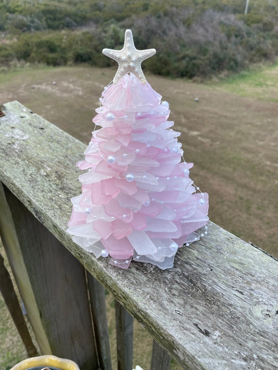 Pink and White Sea Glass Tree | Etsy