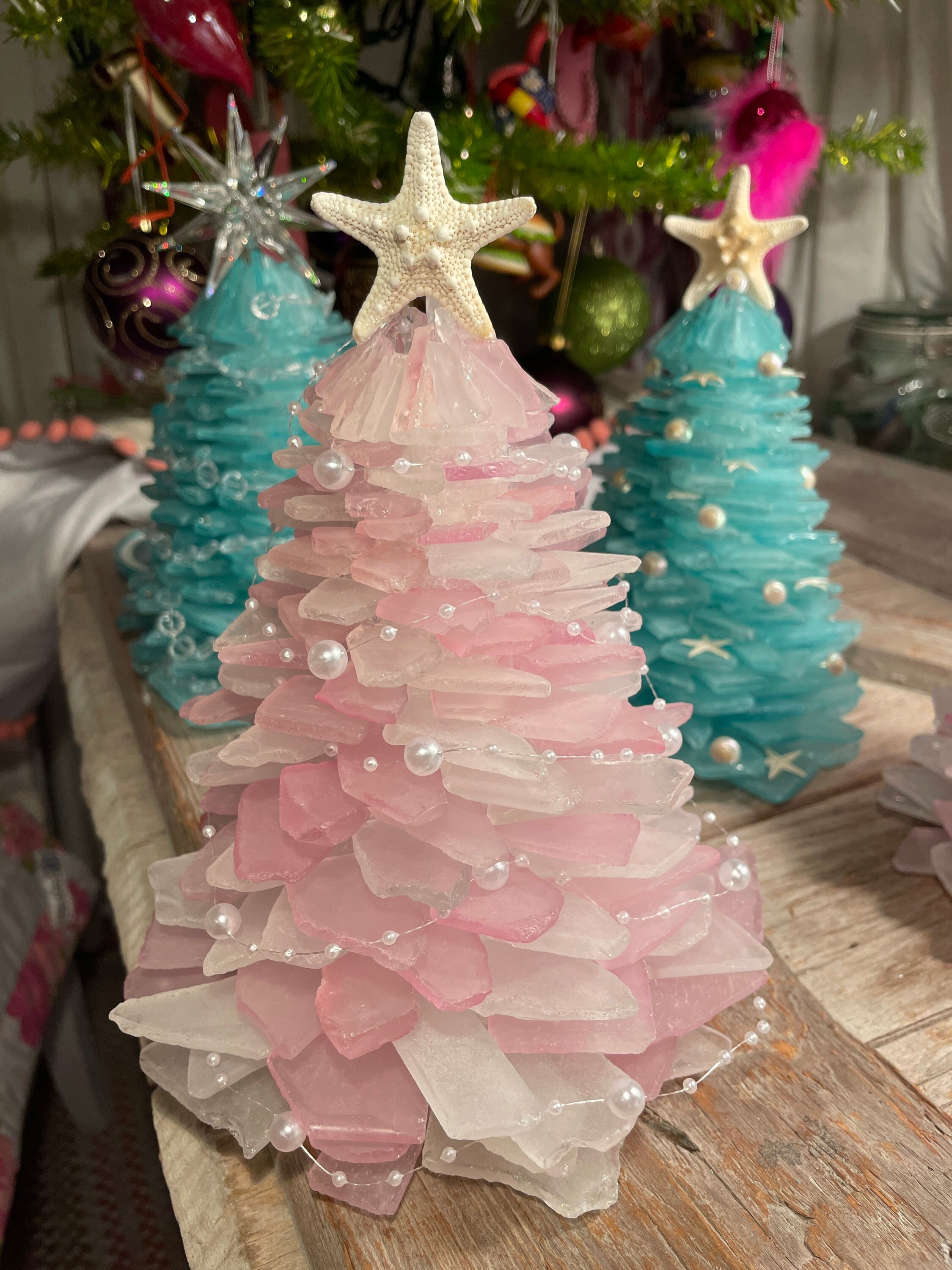 Pink and White Sea Glass Tree | Etsy