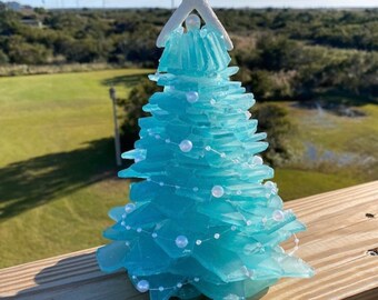 Med Turquoise Blue Sea Glass Tree | Etsy