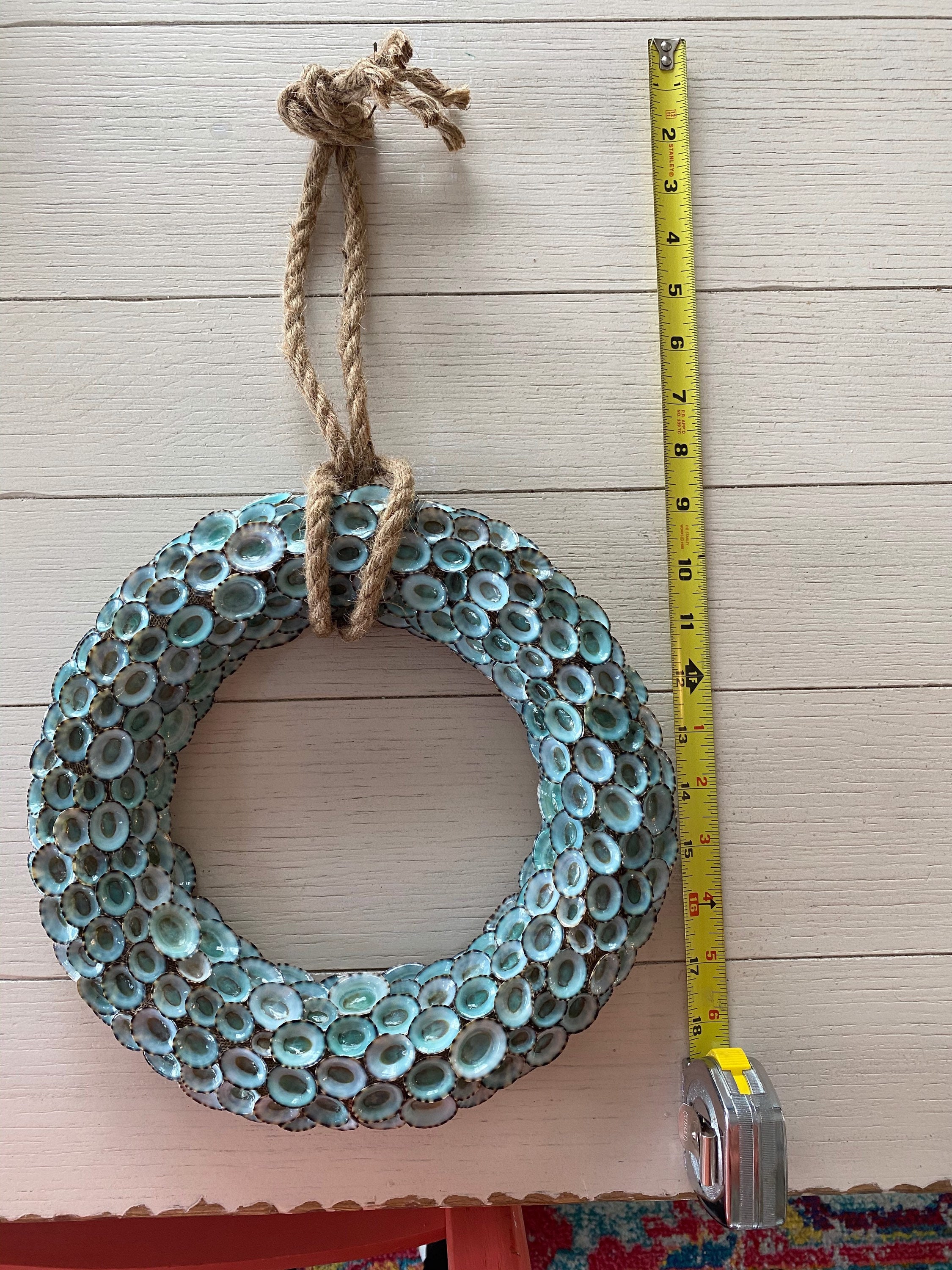 Blue limpet Shell wreath with nautical rope hanger made to | Etsy