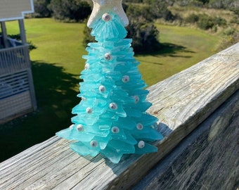 Med Turquoise Blue Sea Glass Tree | Etsy