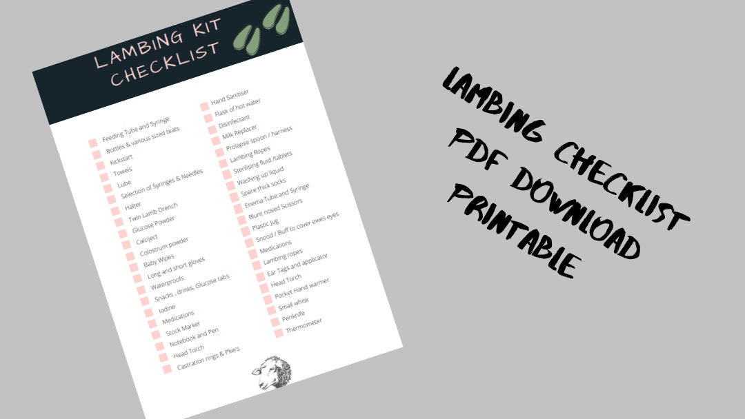 Lambing Kit Checklist - Etsy