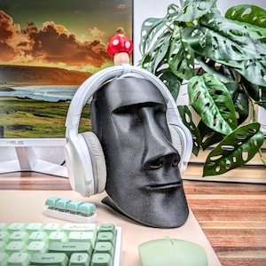 Moai Headphone Stand - Headset Holder - Sculpture Easter Island - Gaming Accessories - Etsy