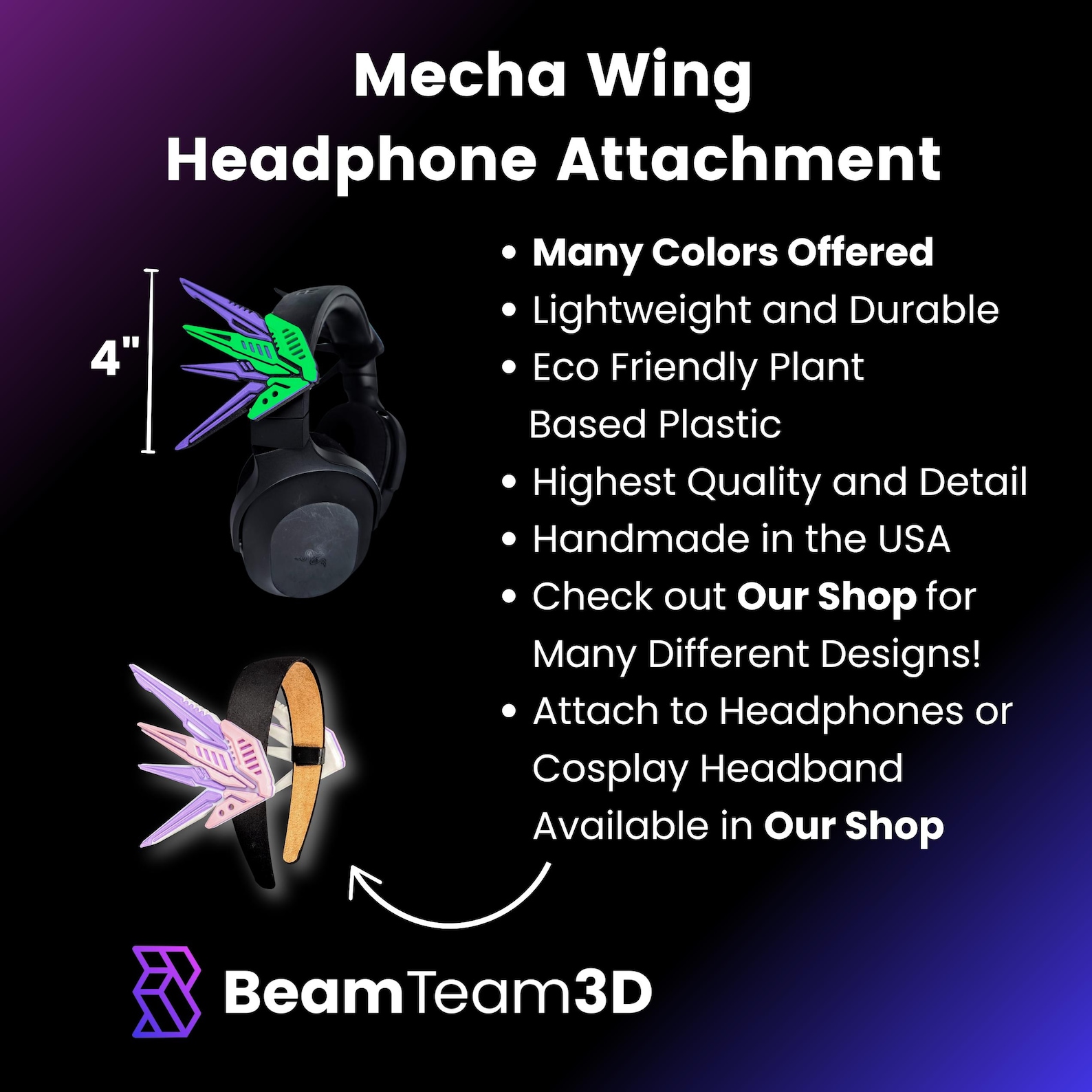 Mecha Wings for Headphones, Headphone Attachments, Futuristic Robotic ...