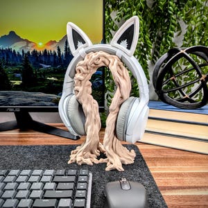 Wood Root Headphone Stand - Plastic Tree Roots Headset Holder - Natural ...