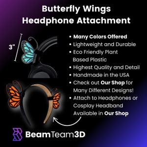 Butterfly Headset Attachment - Anime Butterfly Wings Headphone ...