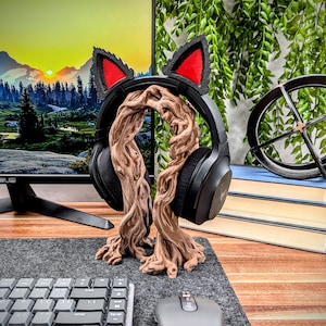Wood Root Headphone Stand - Plastic Tree Roots Headset Holder - Natural ...