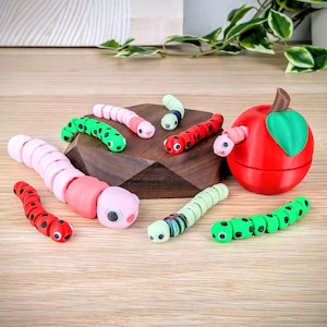 Worm Fidgets, Worm Fidget Toy With Apple, Gifts for Teachers ...