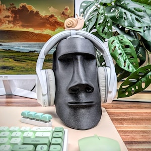 Moai Headphone Stand - Headset Holder - Sculpture Easter Island ...