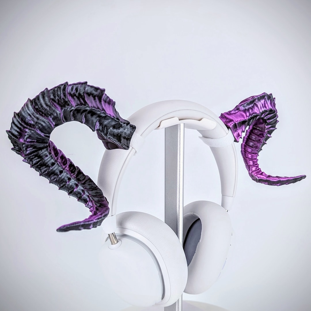 Tiefling Horns - Curved Ram Horns for Headphones - Headset Attachments ...