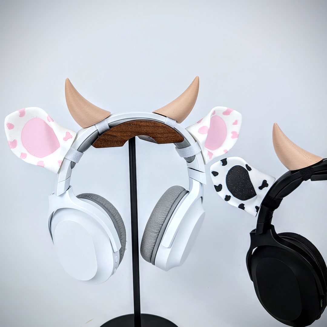 Cow Ears for Headphones W/ Horns Gamer Headset Attachment Cow Horns ...