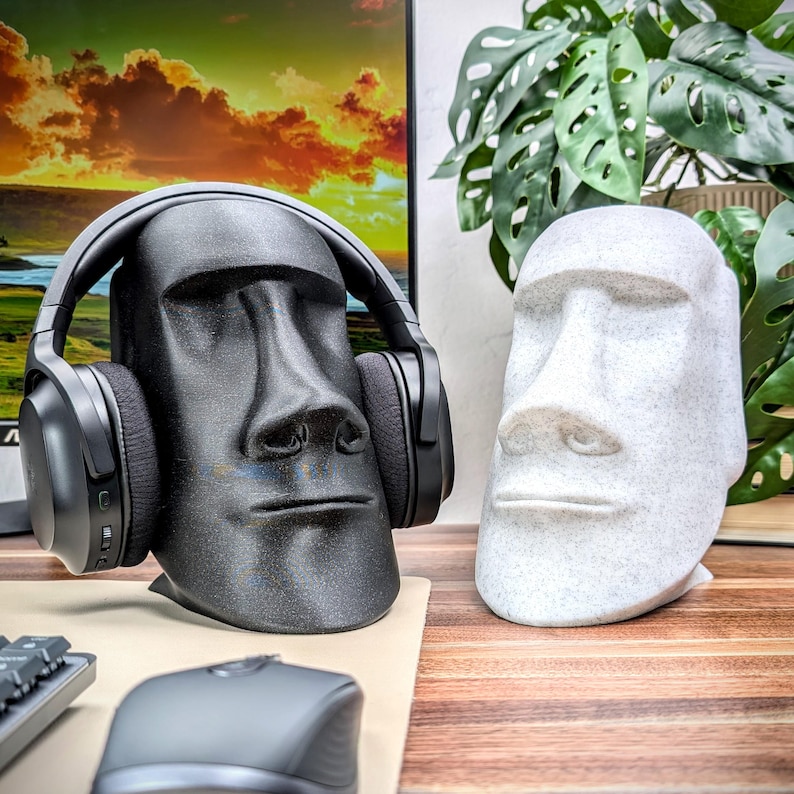 Moai Headphone Stand - Headset Holder - Sculpture Easter Island ...