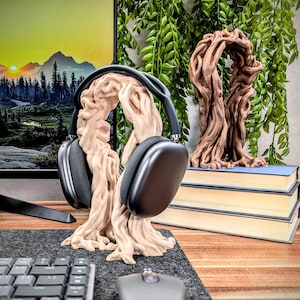 Wood Root Headphone Stand - Plastic Tree Roots Headset Holder - Natural ...