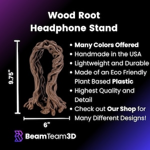 Wood Root Headphone Stand - Plastic Tree Roots Headset Holder - Natural ...