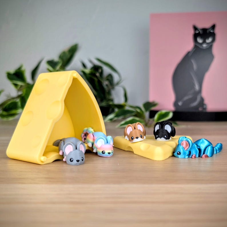 Mouse Fidget Toy, Articulating Flexi Fidgets, Cheese Container, Cute ...