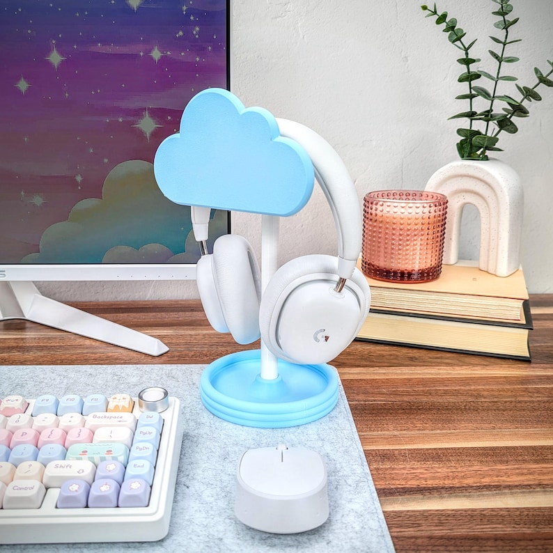 Cloud Headphone Stand, Minimal Wall Mountable Headset Holder, Cute ...