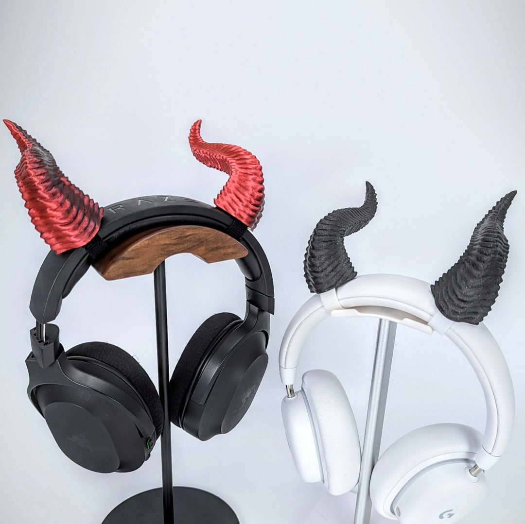 Horns for Headphones Back Facing - Horned Headband - Cosplay Textured ...