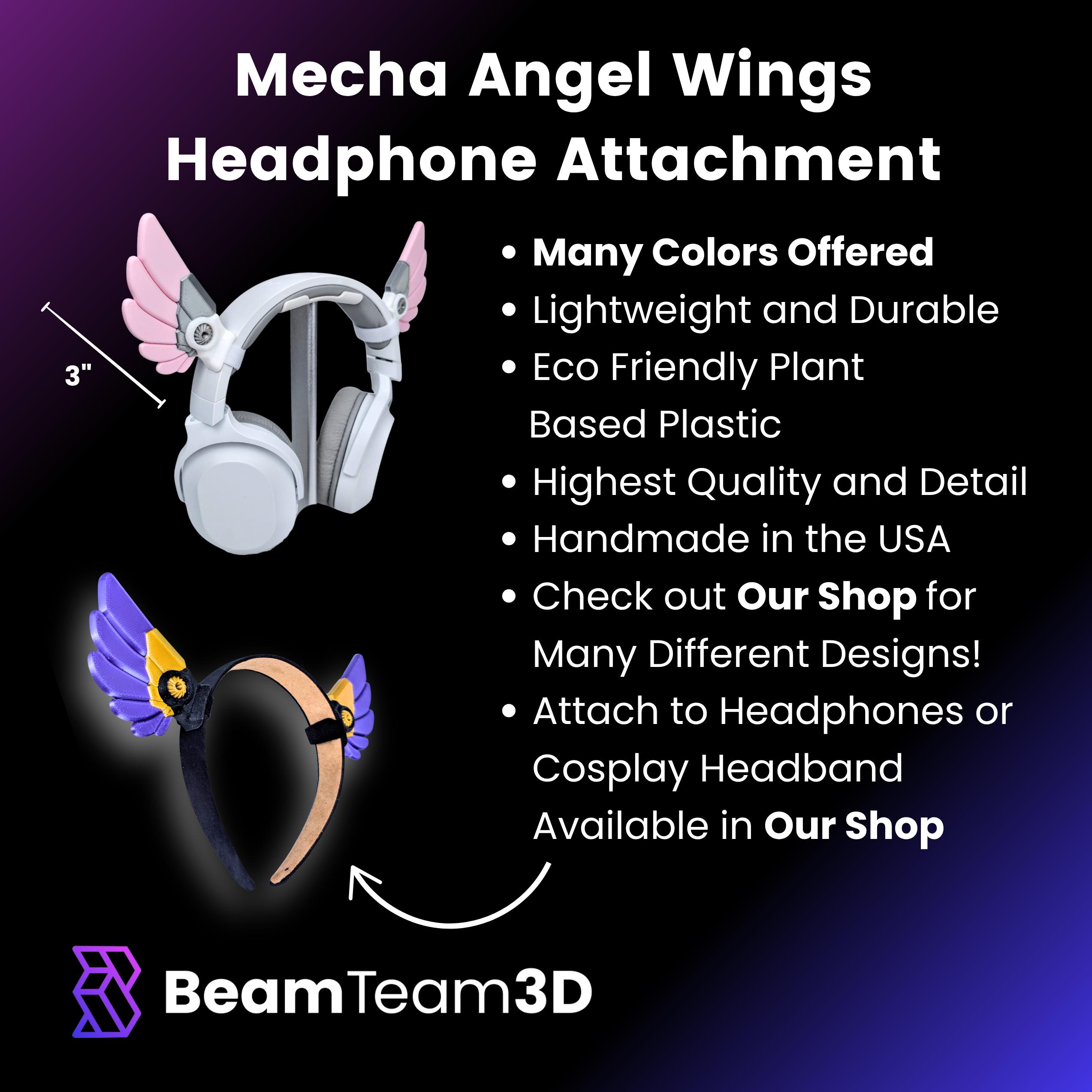Mecha Angel Wings Headphone Attachment, Anime Headset Ears, Gaming and ...