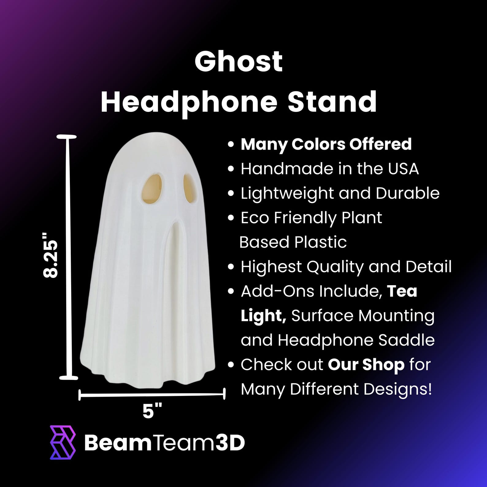 Ghost Headphone Stand - Cute Kawaii Ghost Headset Holder - Gaming Setup ...