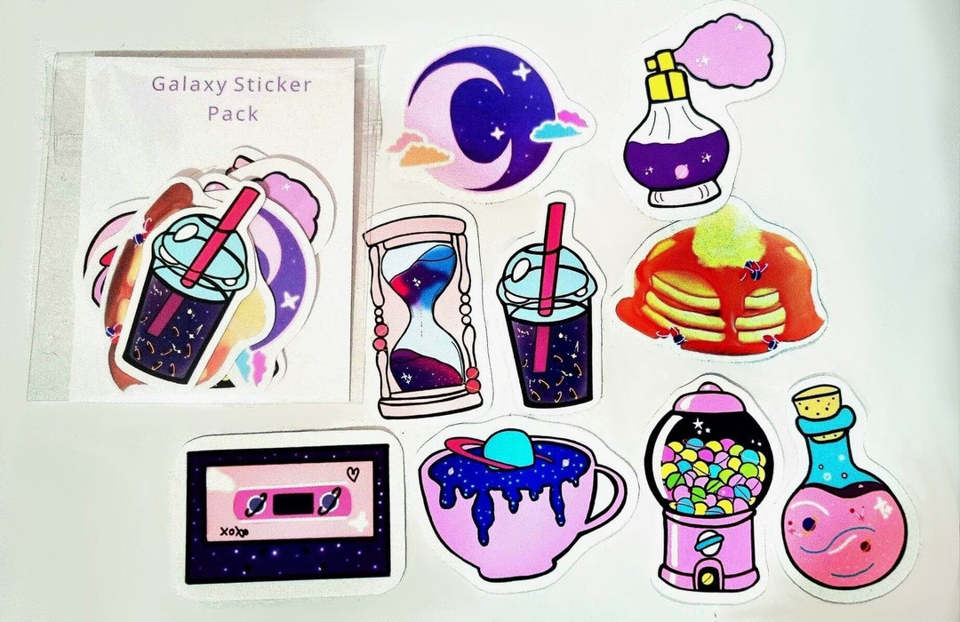 9 Cute Stickers Pack Galaxy / Gloss Stickers / Aesthetic / Anime ...