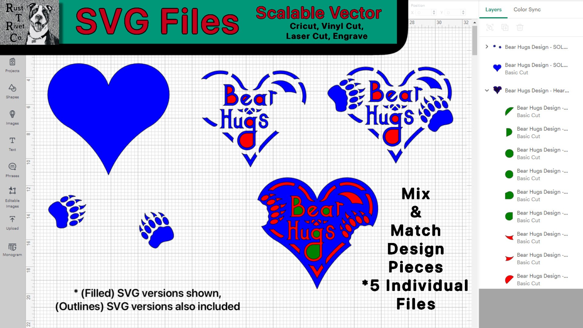 Bear Hugs Design Set SVG DXF PNG digital Files - Etsy