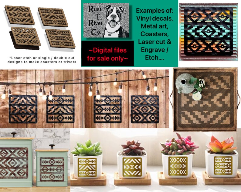 Southwest Pattern (square) Digital Files - SVG DXF PDF - Etsy