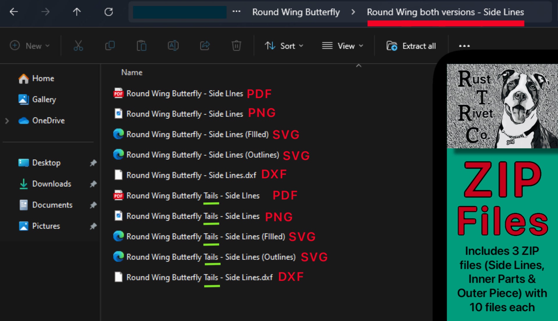 Round Wing Butterfly Design Set - SVG DXF PNG (digital Files) - Etsy