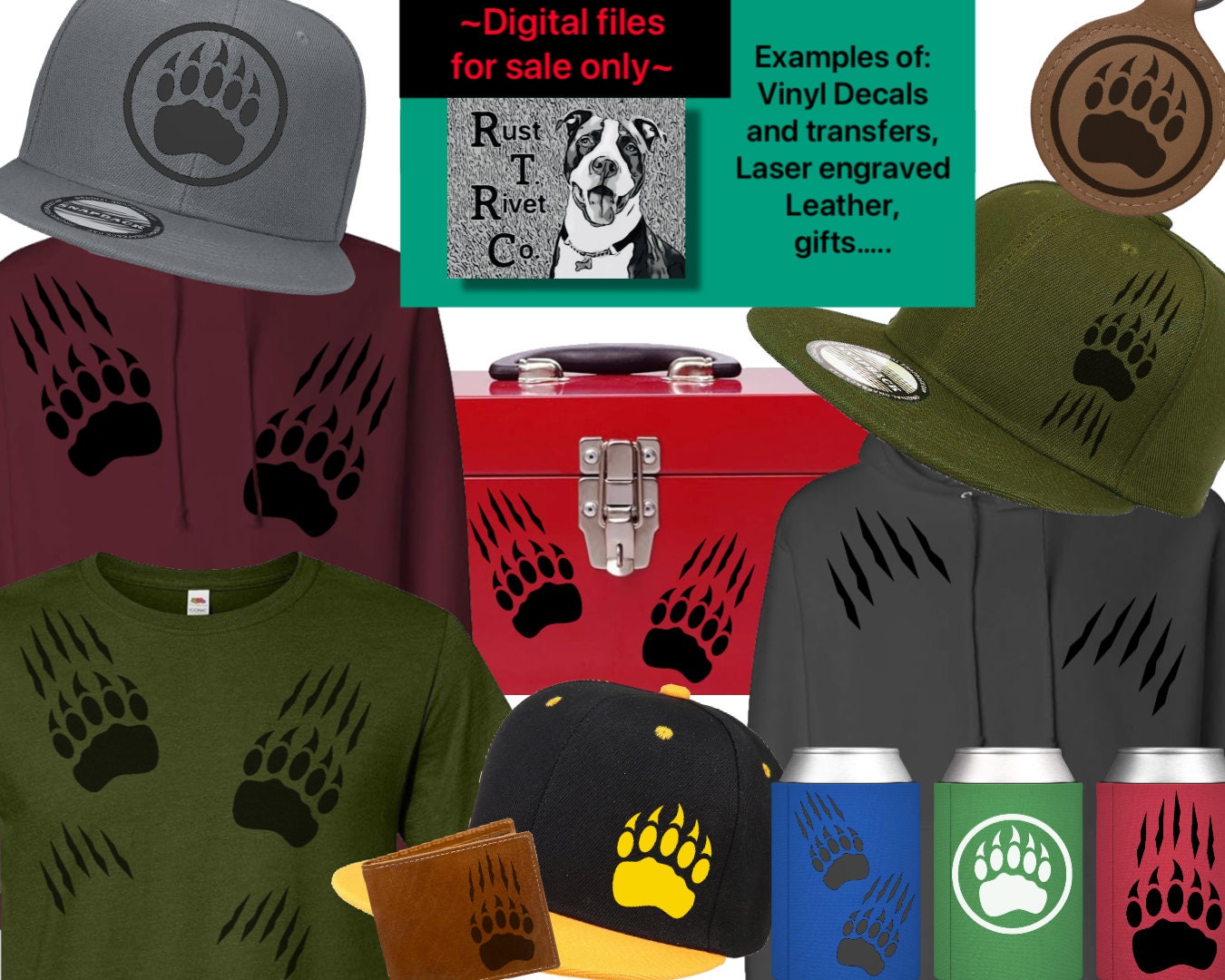 Bear Paw - Digital File Design Set - SVG DXF PNG - Etsy