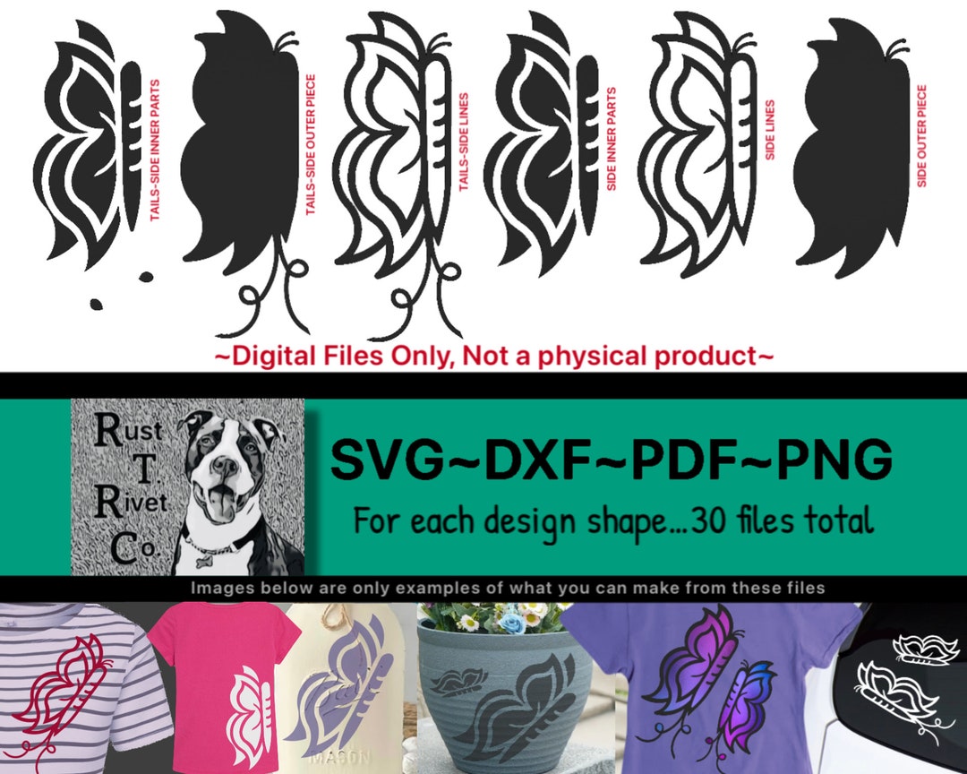 Round Wing Butterfly Design Set - SVG DXF PNG (digital Files) - Etsy