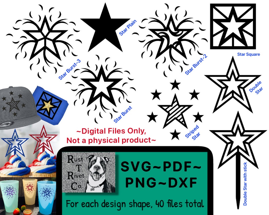 Star Design Set - Digital Files - SVG DXF PNG - Etsy