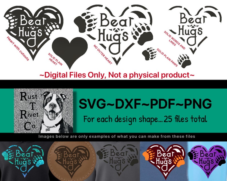 Bear Hugs Design Set SVG DXF PNG digital Files - Etsy