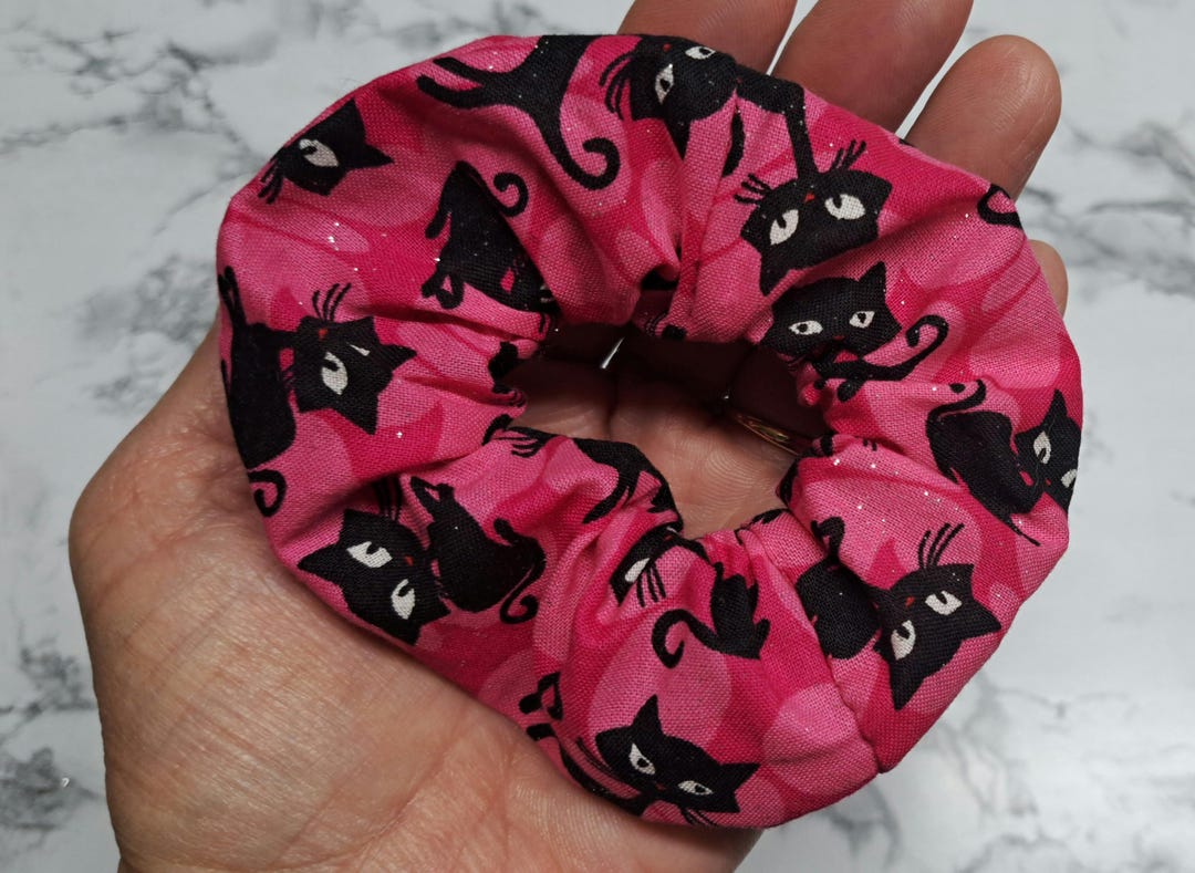 Black Cat Pink Hair Scrunchy - Etsy